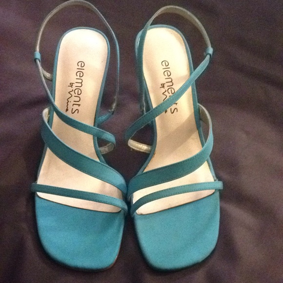 Elements by Nina | Shoes | Summer Blue Satin Heels Sandal Shoes | Poshmark